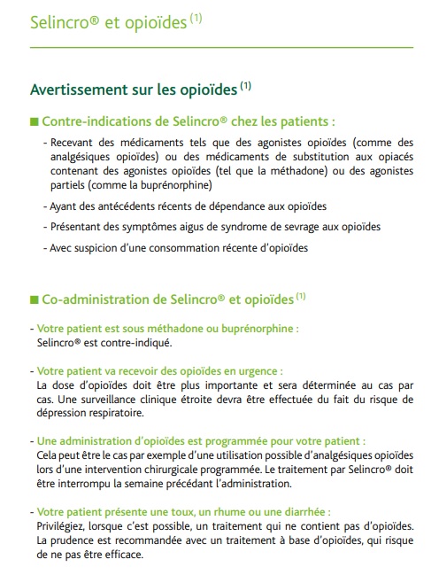 Nalméfène (Selincro) - bon usage et contre-indication TSO - USPO